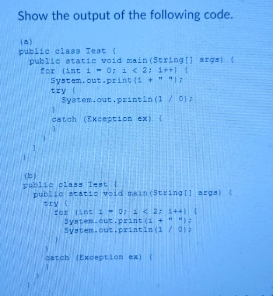 Solved Show The Output Of The Following Code Public Class