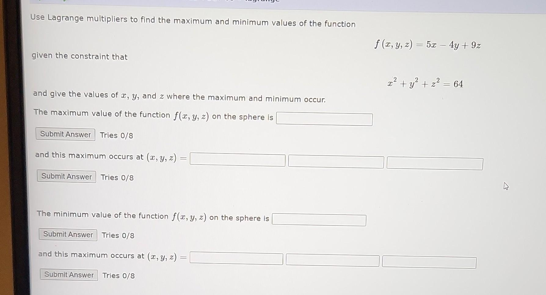 Solved Use Lagrange multipliers to find the maximum and | Chegg.com