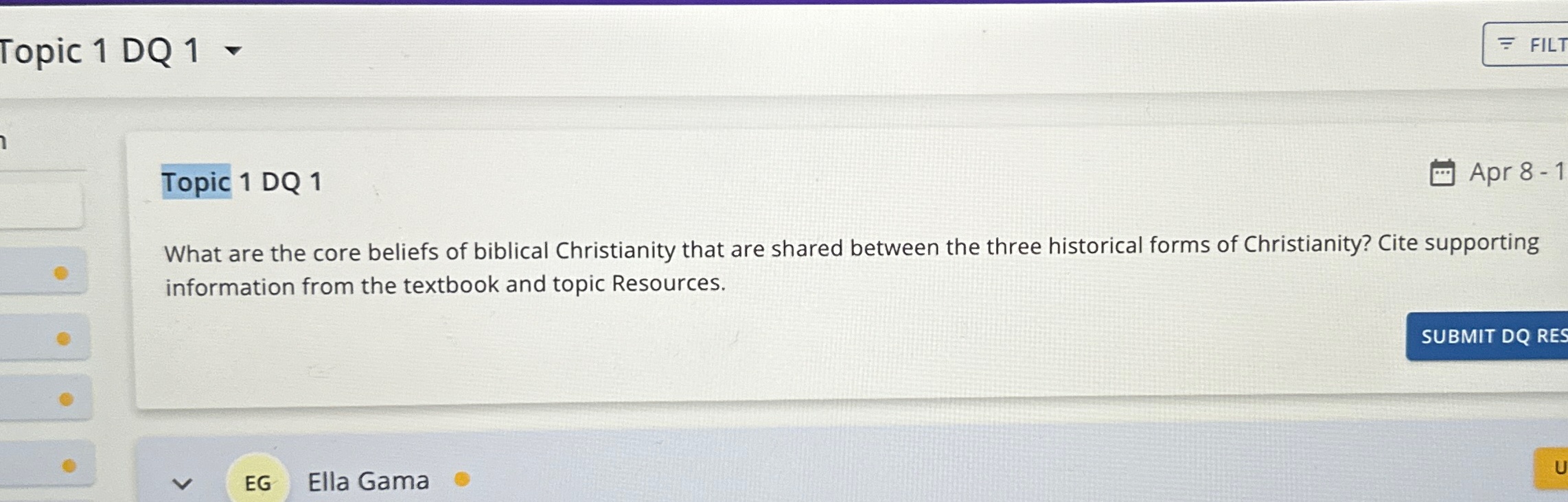 Solved Topic 1 ﻿DQ 1Topic 1 ﻿DQ 1Apr 8-1What are the core | Chegg.com