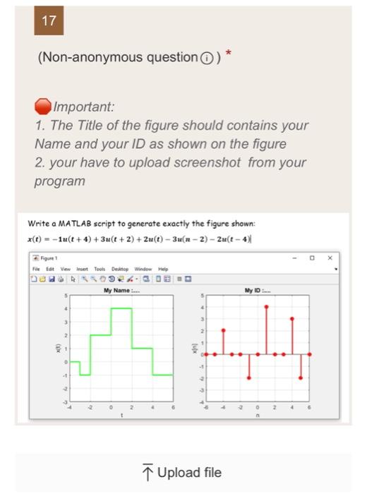 Solved 17 (Non-anonymous question ) Important: 1. The Title | Chegg.com