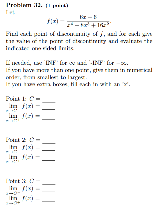 Solved Problem 32. ﻿Letf(x)=6x-6x4-8x3+16x2.Find each point | Chegg.com