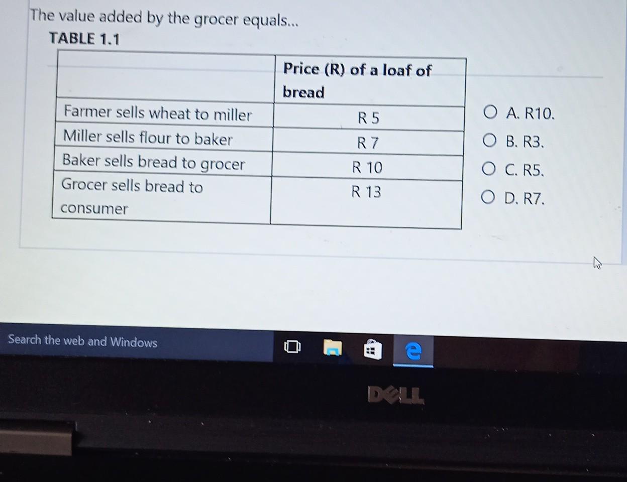 Solved The value added by the grocer equals... | Chegg.com