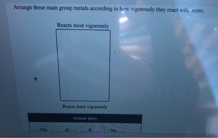 Solved Arrange these main group metals according to how | Chegg.com