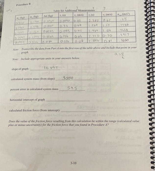 Note: Transcribe the data from Part A into the first | Chegg.com