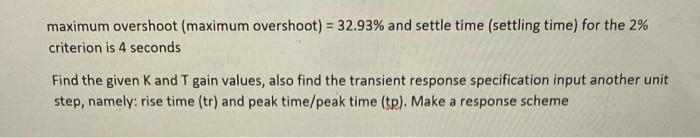 Solved R(s)C(s)=s2+Ts+KKmaximum overshoot (maximum | Chegg.com
