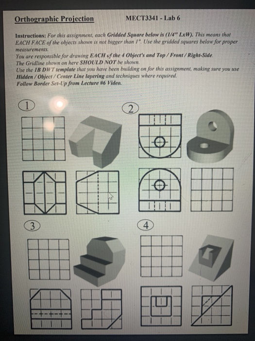 Solved Orthographic Projection MECT3341 - Lab 6 | Chegg.com