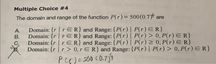 Solved Multiple Choice \#4 The domain and range of the | Chegg.com