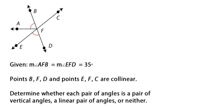 Solved Given: m2AFB = m_EFD = 35. Points B, F, D and points | Chegg.com