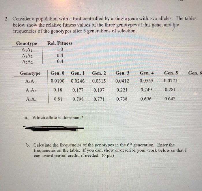 2. Consider a population with a trait controlled by a | Chegg.com