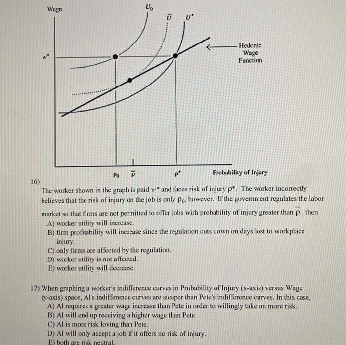 Solved Wage Up Ū w Hedonic Wage Function Po ia p* | Chegg.com