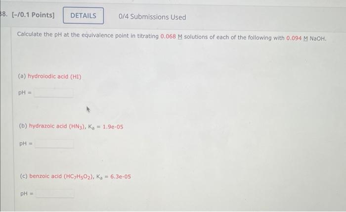 Solved Calculate the pH at the equivalence point in | Chegg.com