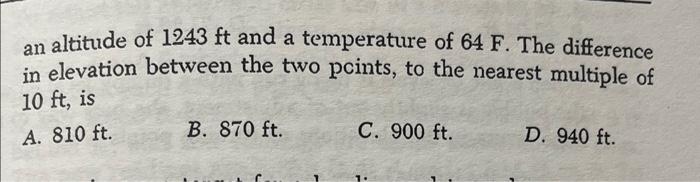 Solved 11. The reading on the altitude scale of an aneroid | Chegg.com