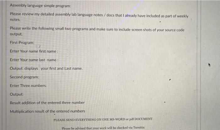 Solved Assembly Language Simple Program Please Review My 