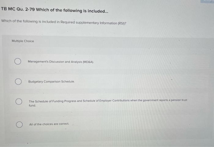 Solved TB MC Qu. 2-79 Which of the following is included... | Chegg.com