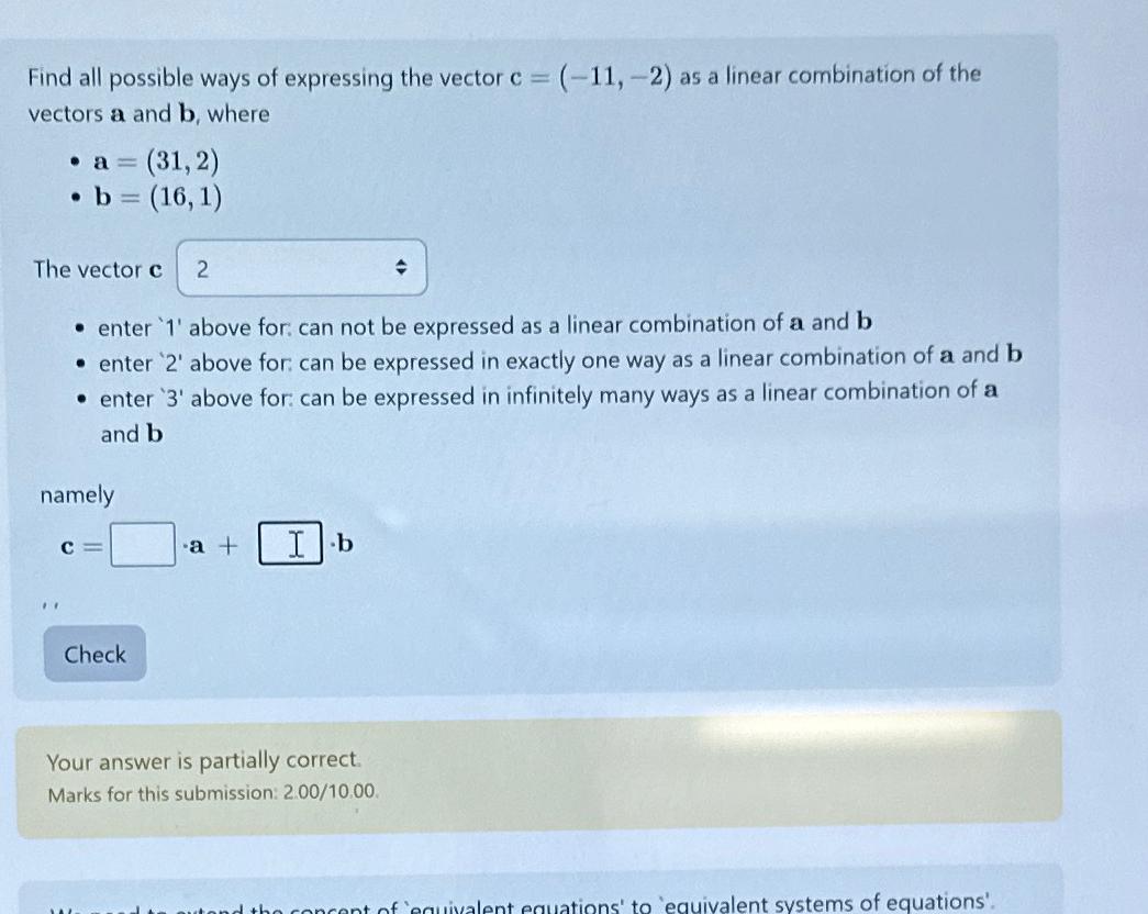 Solved Find all possible ways of expressing the vector | Chegg.com