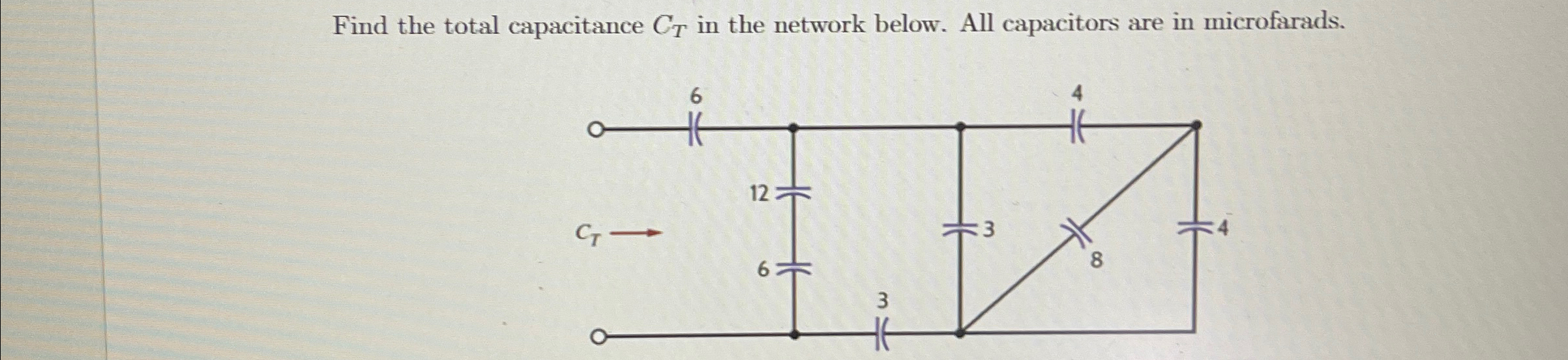 Solved Find the total capacitance CT ﻿in the network below. | Chegg.com