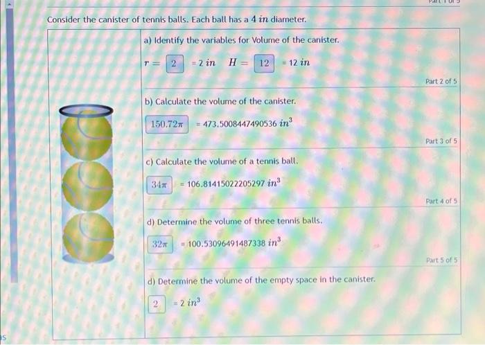 Solved Consider the canister of tennis balls. Each ball has | Chegg.com