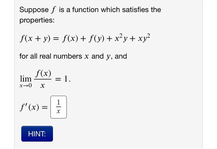 Solved Suppose f is a function which satisfies the | Chegg.com
