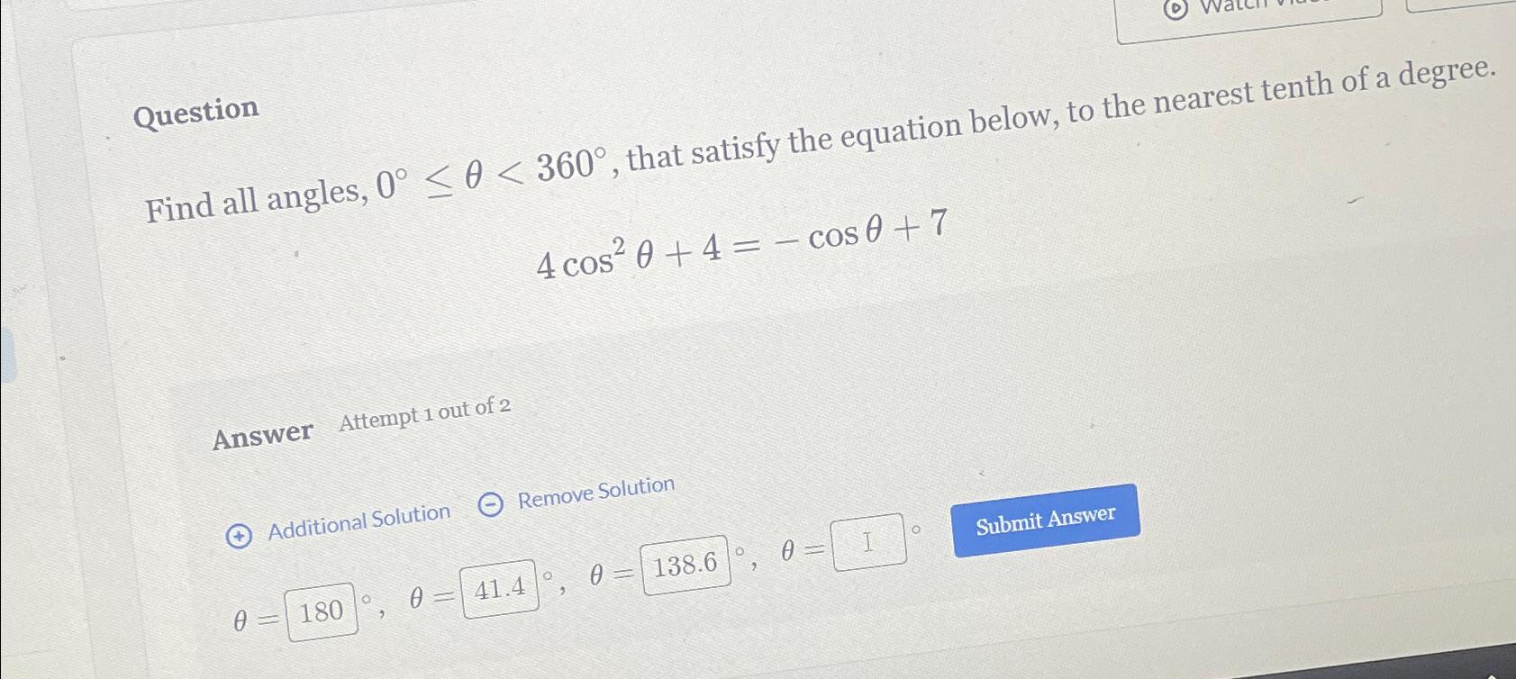Solved QuestionFind all angles, 0°≤θ