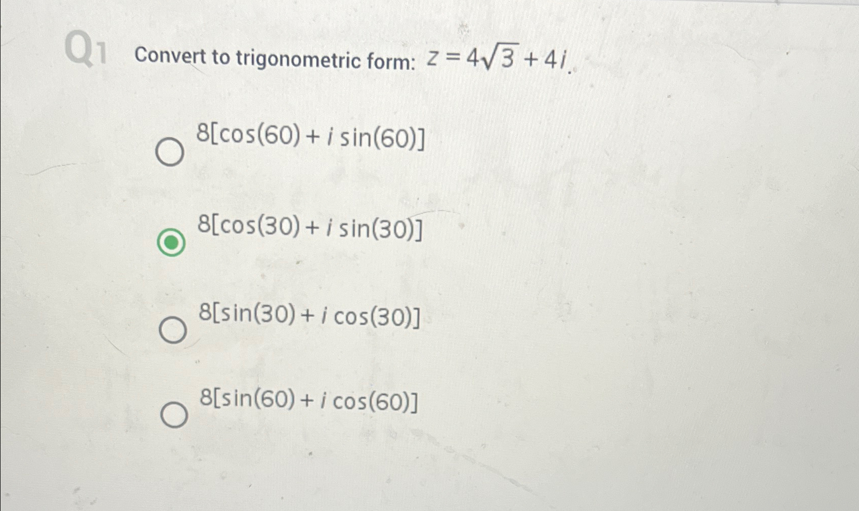 Solved Convert to trigonometric form: | Chegg.com