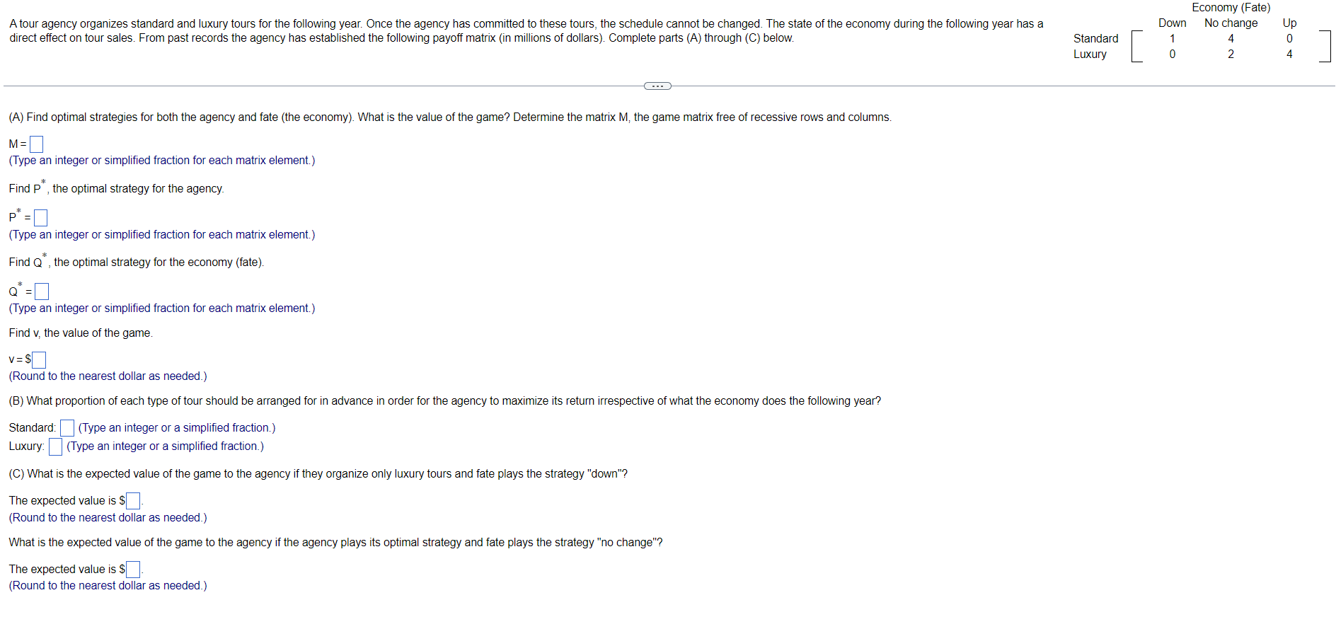 Solved Question content area topPart 1A tour agency | Chegg.com