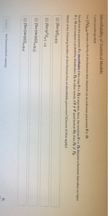 Solved Identifiability of Statistical Models 1 point | Chegg.com