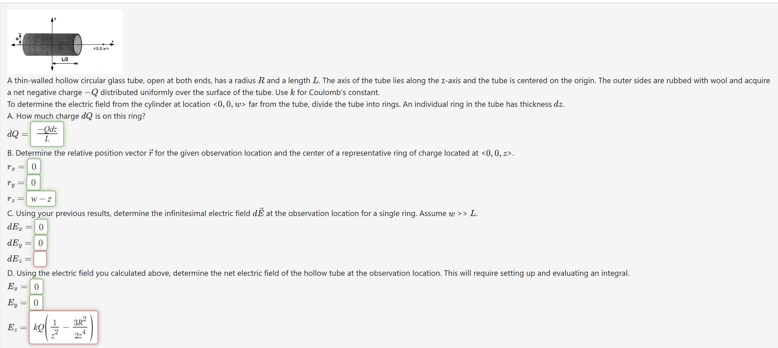Solved a net negative charge -Q ﻿distributed uniformly over | Chegg.com