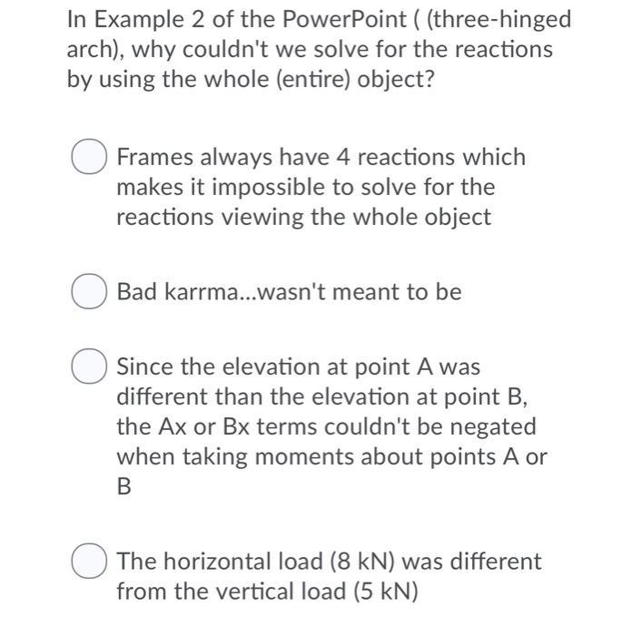 Solved In Example 2 Of The Powerpoint Three Hinged Arch Chegg