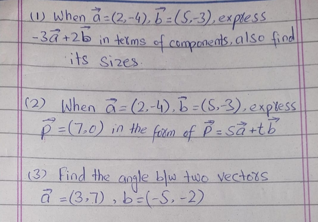 Solved 1 ﻿when Vec A 2 4 Vec B 5 3 ﻿express