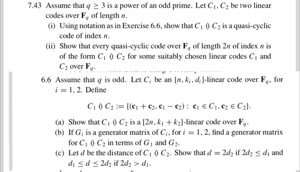 Solved 7.43 ﻿Assume that q≥3 ﻿is a power of an odd prime. | Chegg.com