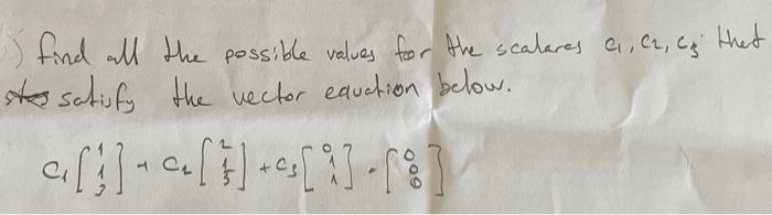 Solved find all the possible values for the scalares | Chegg.com