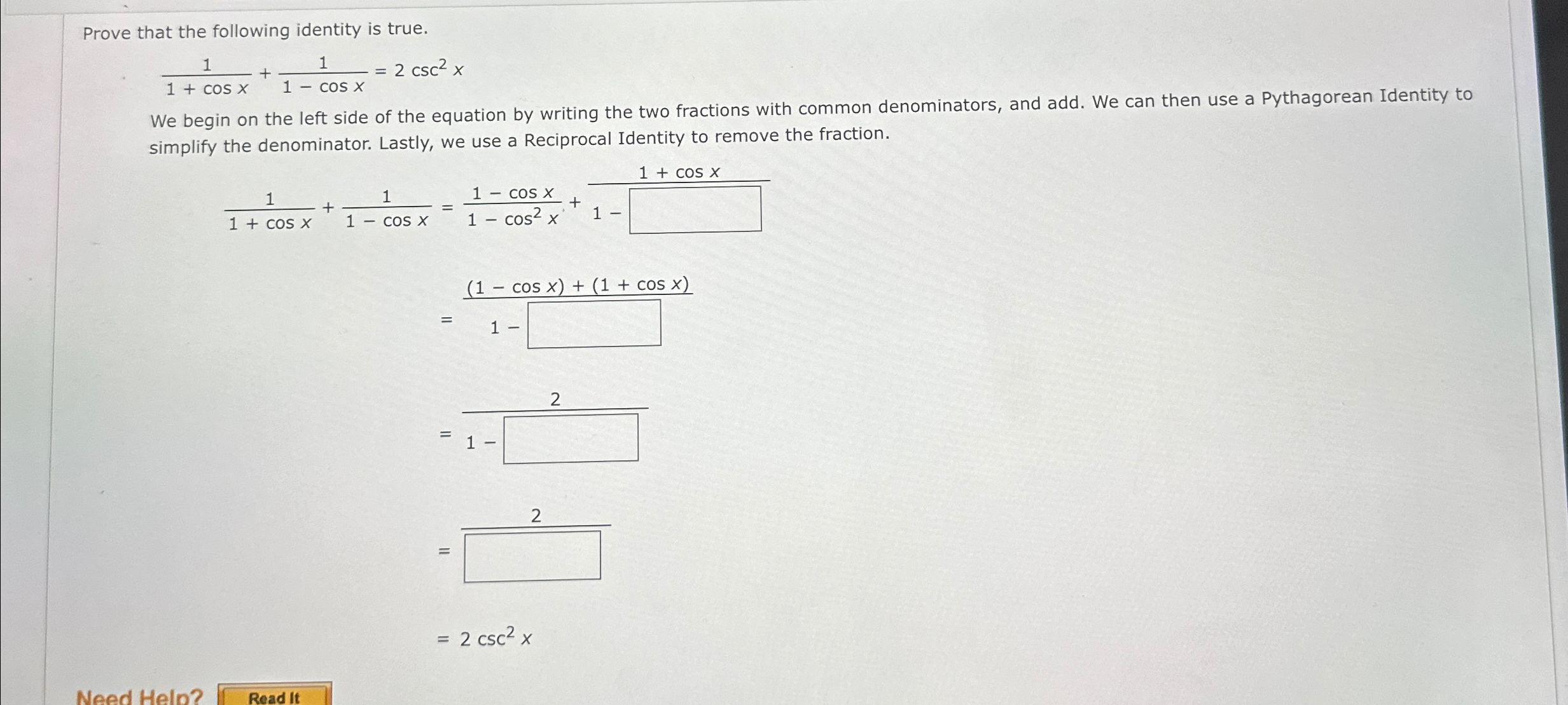 Solved Prove that the following identity is | Chegg.com