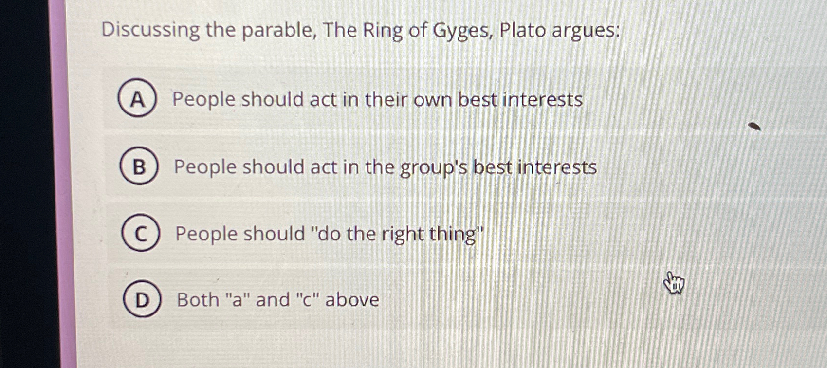 Solved Discussing the parable, The Ring of Gyges, Plato | Chegg.com