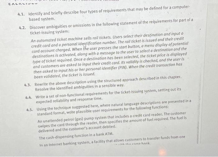 Solved 4.1. Identify and briefly describe four types of | Chegg.com