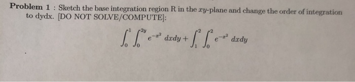 Solved Problem 1 : Sketch the base integration region R in | Chegg.com