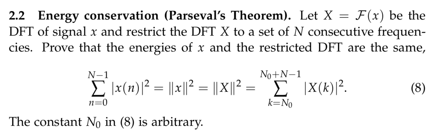 2.2 ﻿Energy conservation (Parseval's Theorem). ﻿Let | Chegg.com