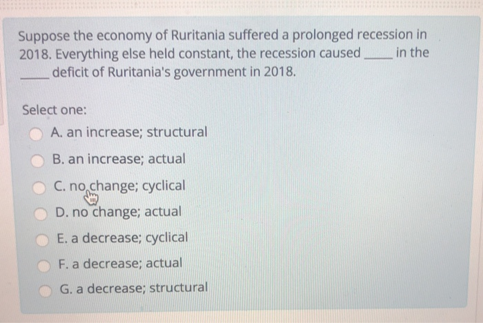 Solved Suppose the economy of Ruritania suffered a prolonged | Chegg.com