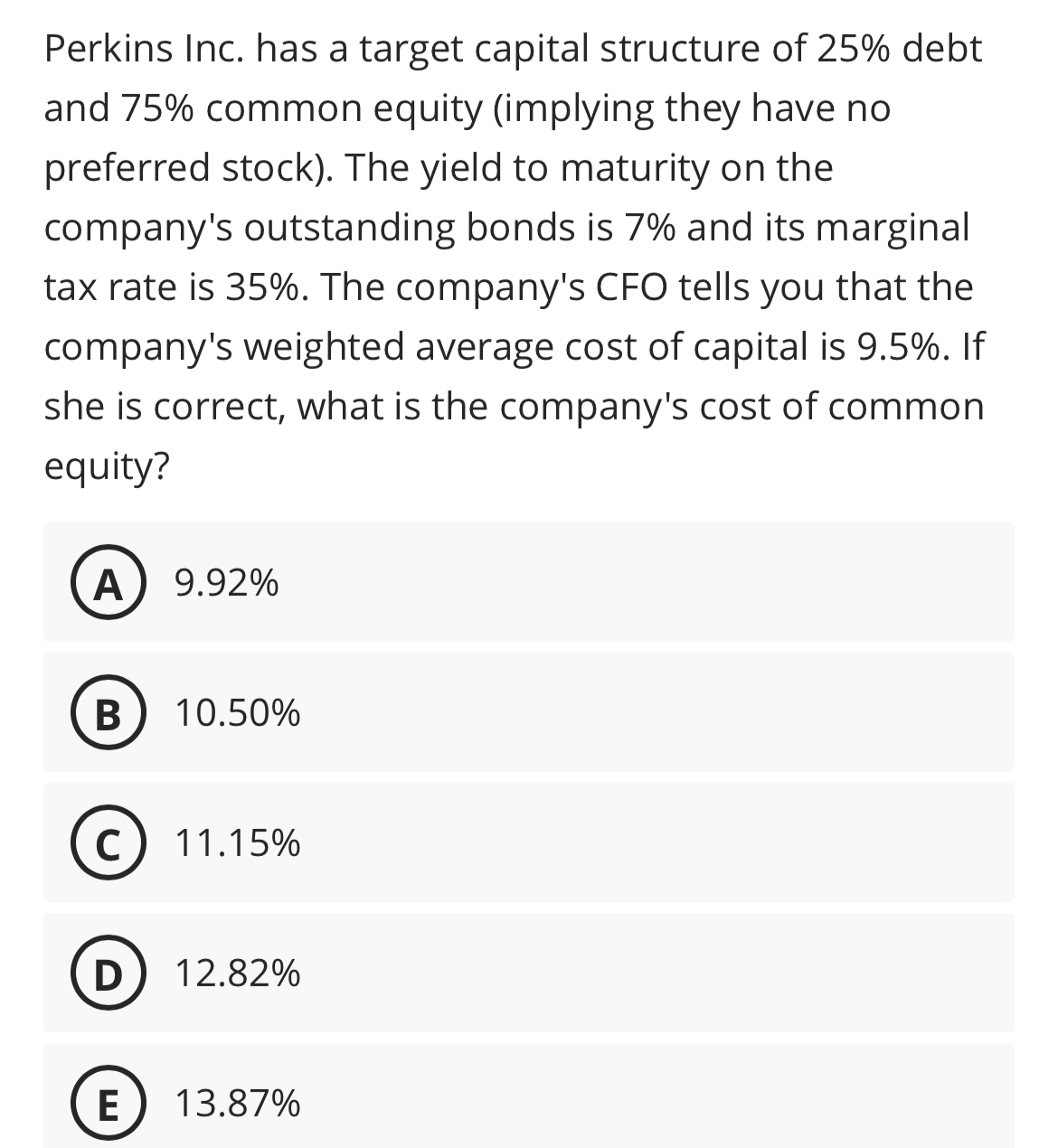 Solved Perkins Inc. has a target capital structure of 25% | Chegg.com