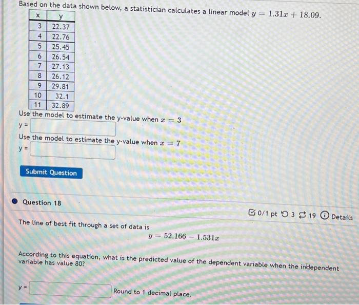 Solved Based on the data shown below, a statistician | Chegg.com