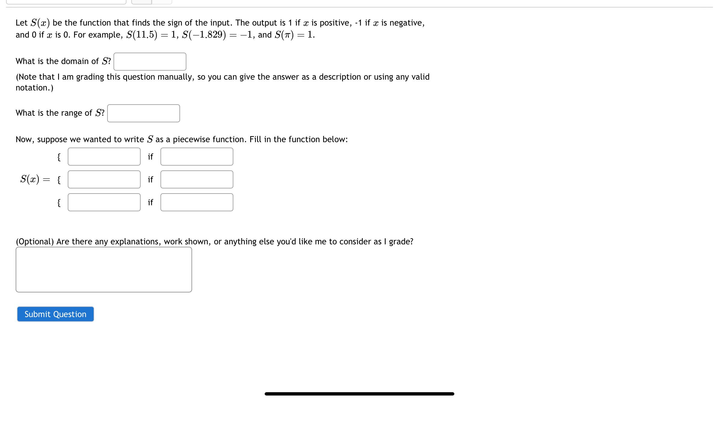 Solved Let S(x) ﻿be the function that finds the sign of the | Chegg.com