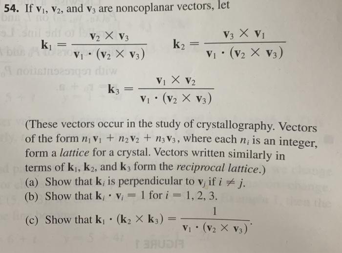 Solved 54. If vı, V2, and V3 are noncoplanar vectors, let V2 | Chegg.com