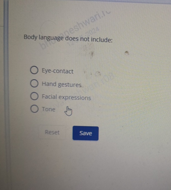 Solved Body language does not include:Eye-contactHand | Chegg.com