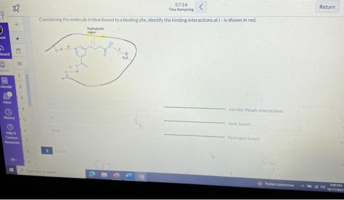 Solved Considering the molecule in blue bound to a binding | Chegg.com