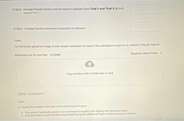 Solved Report Submission - Unknown Titration Yes 2 (0.5pts) | Chegg.com