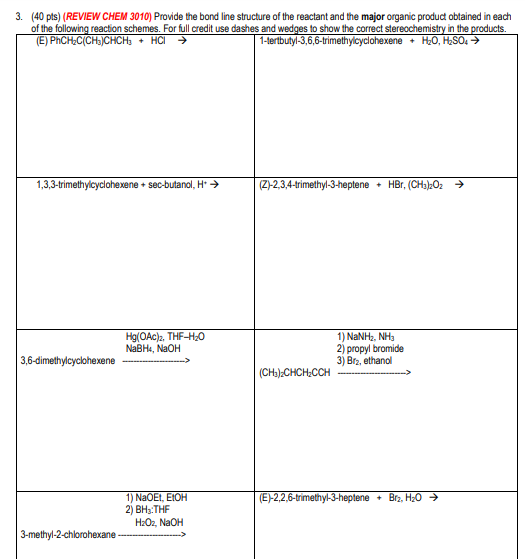 3. ( 40 ﻿pts ) (REVIEW CHEM 3010) ﻿Provide the bond | Chegg.com