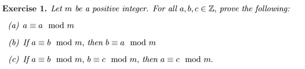 Solved Let m be ﻿a positive integer. For all a, b, c in Z, | Chegg.com