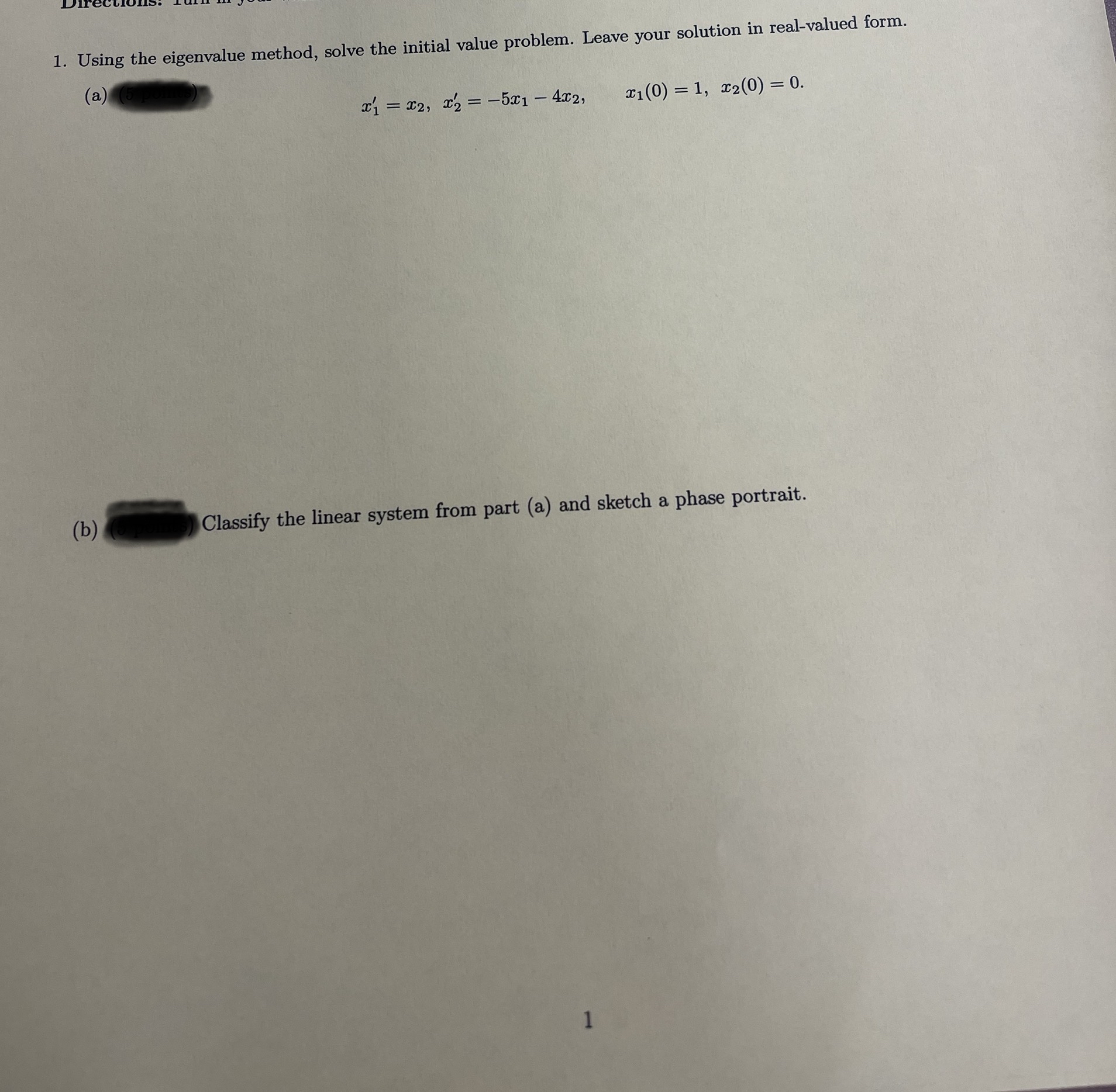 Solved Using the eigenvalue method, solve the initial value | Chegg.com