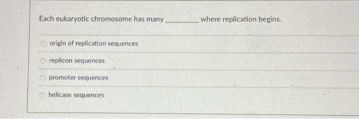 Solved Each Eukaryotic Chromosome Has Many Origin Of