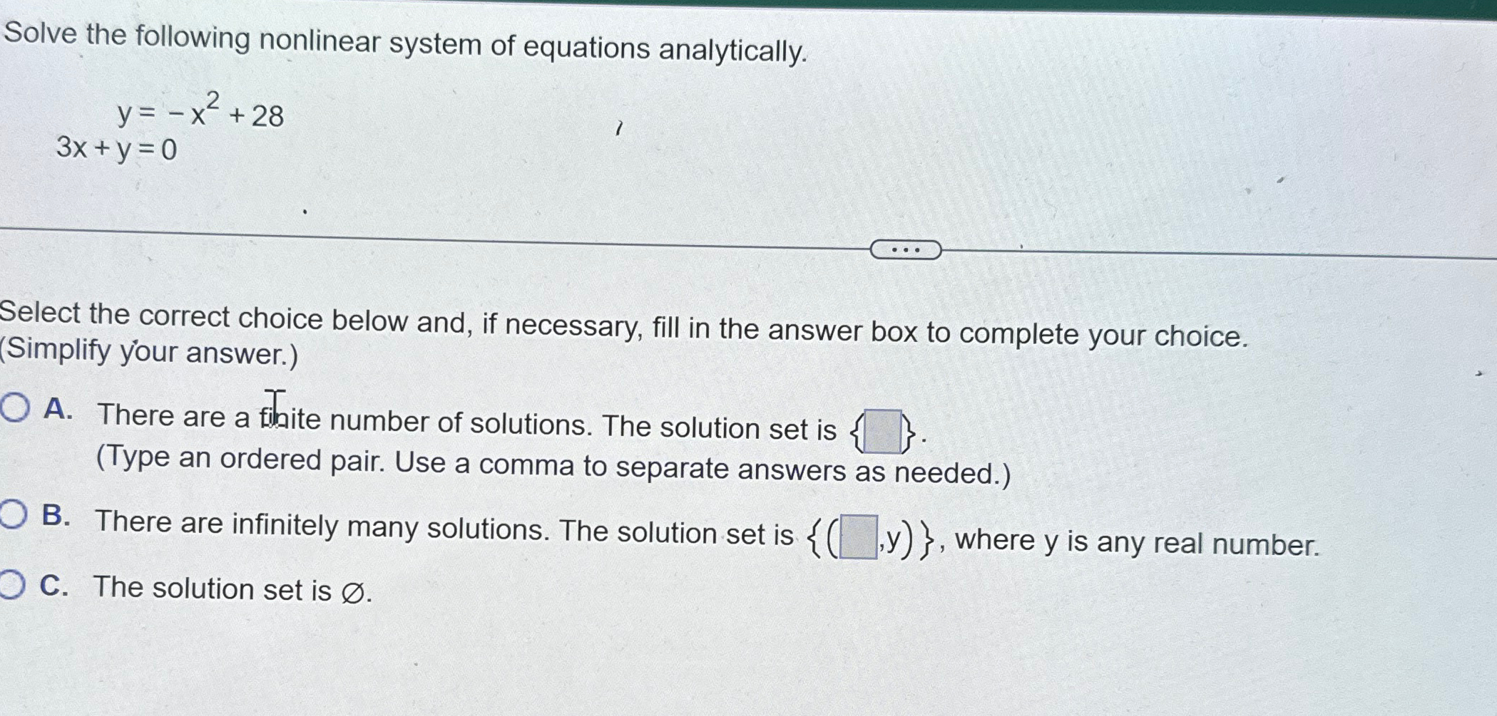 Solved Solve the following nonlinear system of equations | Chegg.com
