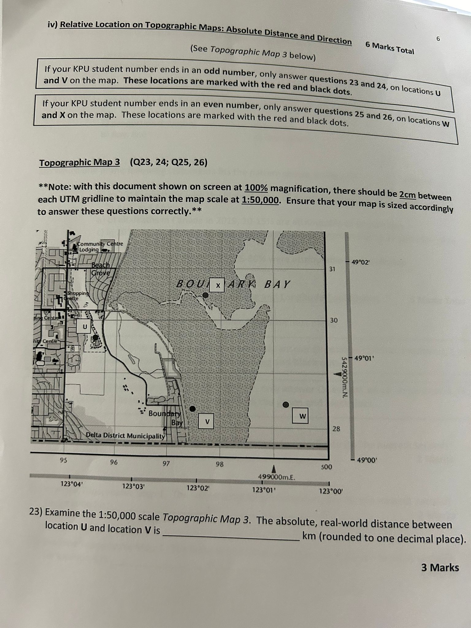 Solved 25) ﻿Examine the 1:50,000 ﻿scale Topographic Map 3. | Chegg.com